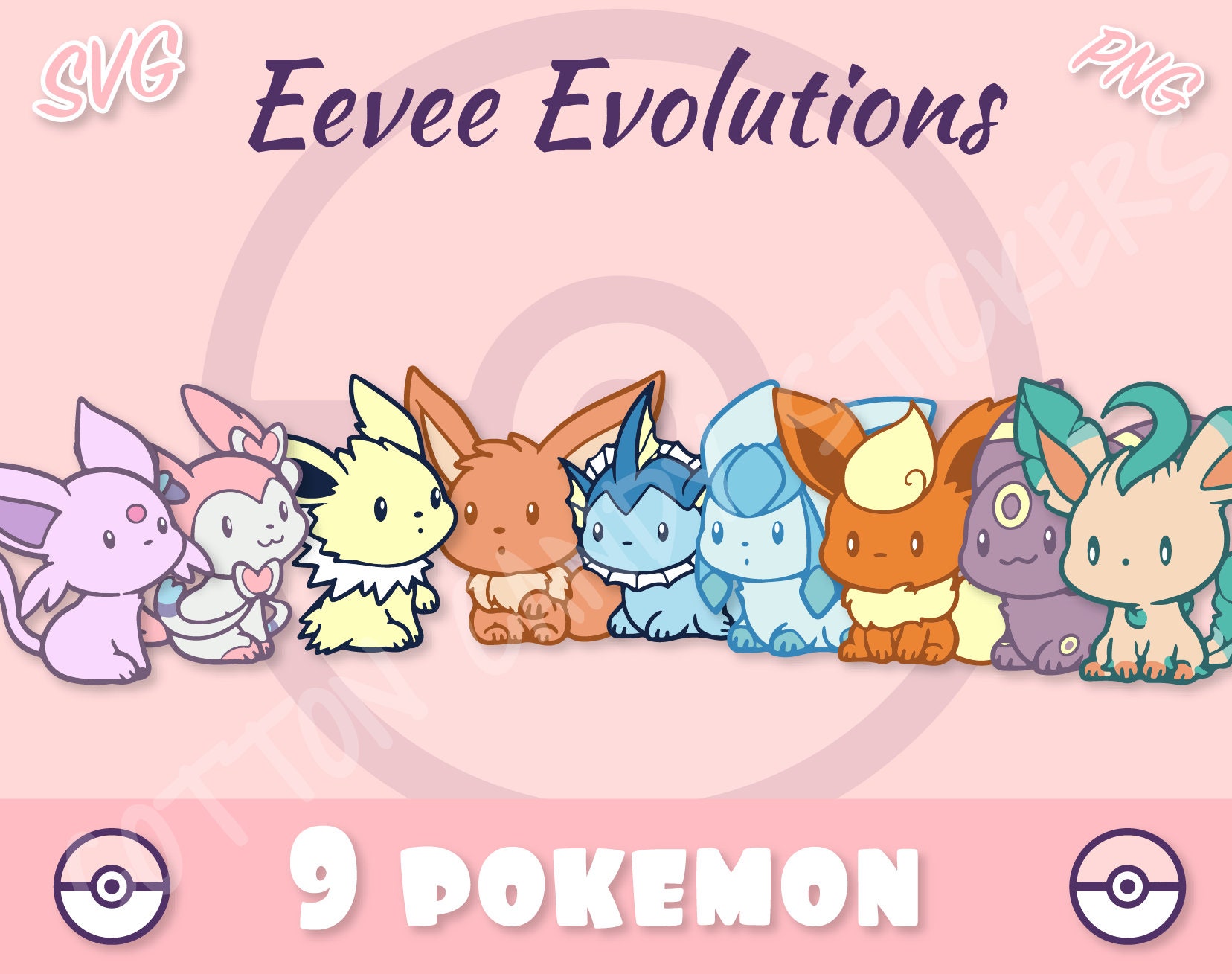 Eevee Evolutions SVG Chibi Eeveelutions PNG Bundle Layered - Etsy
