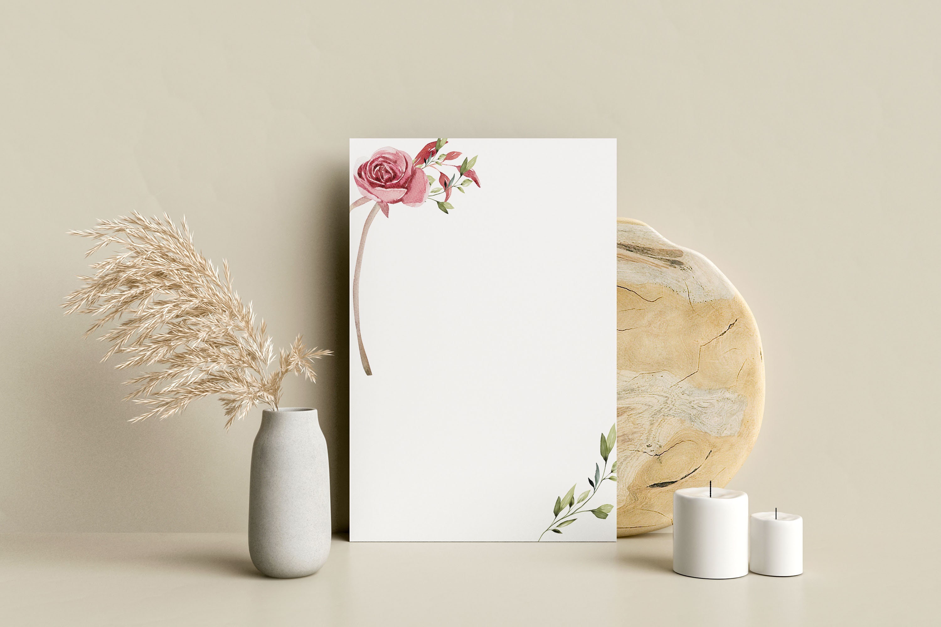 Floral Printable Letter Paper, Red Rose, Line Sheet, Floral Printable ...