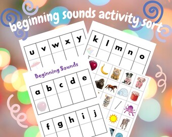 Beginning Sounds Matching Activity Preschool Sorting Game Kindergarten ...