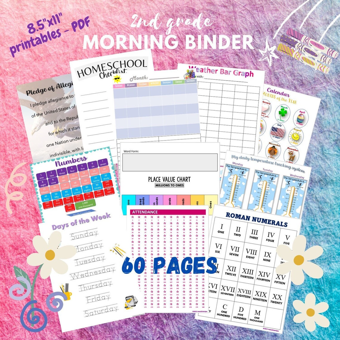 2nd Grade Morning Binder, Homeschool Learning Binder, Math Resources ...