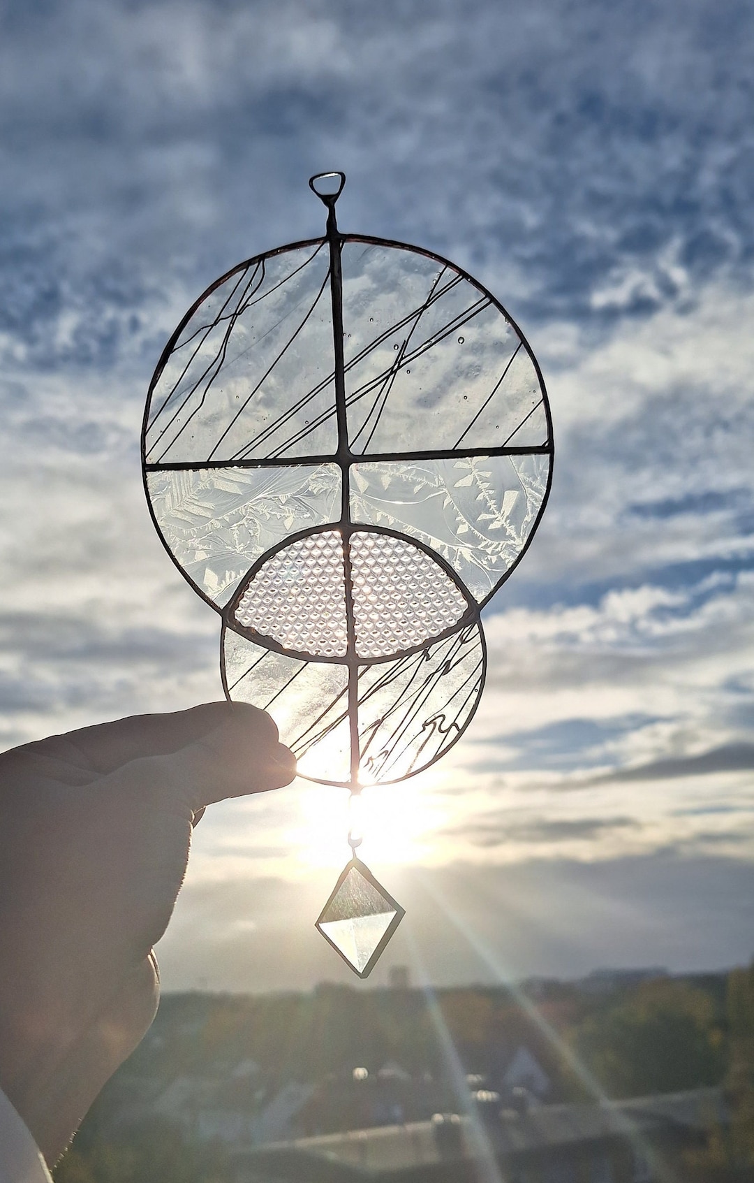Glass Sun Catcher Unique Suncatcher Modern Gift Geometric Handmade ...
