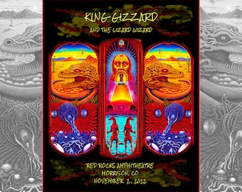 King Gizzard and the Lizard Wizard MAGENTA/ Red Rocks Poster - Etsy