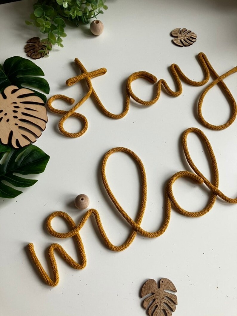 Stay Wild Wire Sign / Rope Wire Decor / Wall Sign / Knitted - Etsy