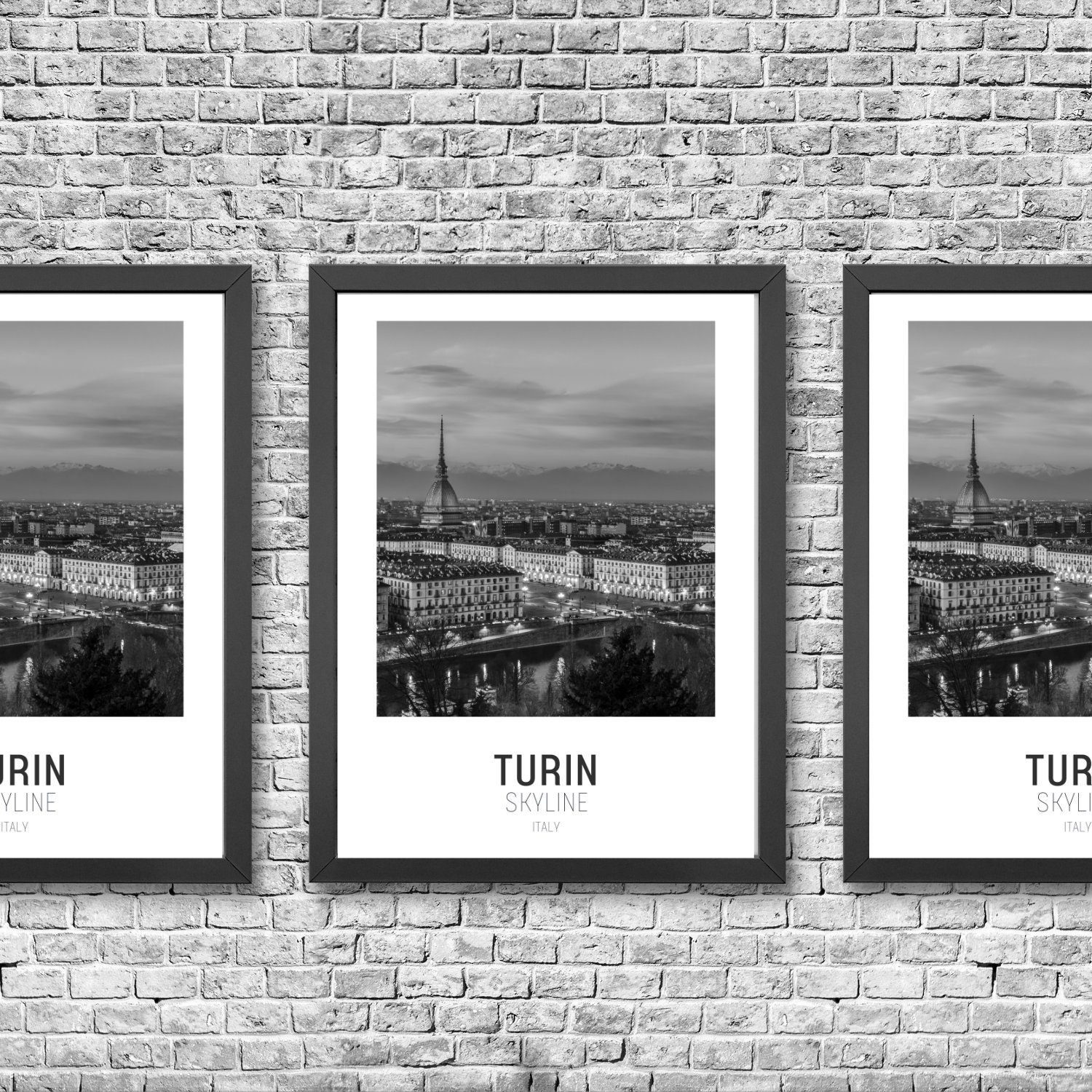 Skyline Art Turin Black and White Turin Wall Print - Etsy