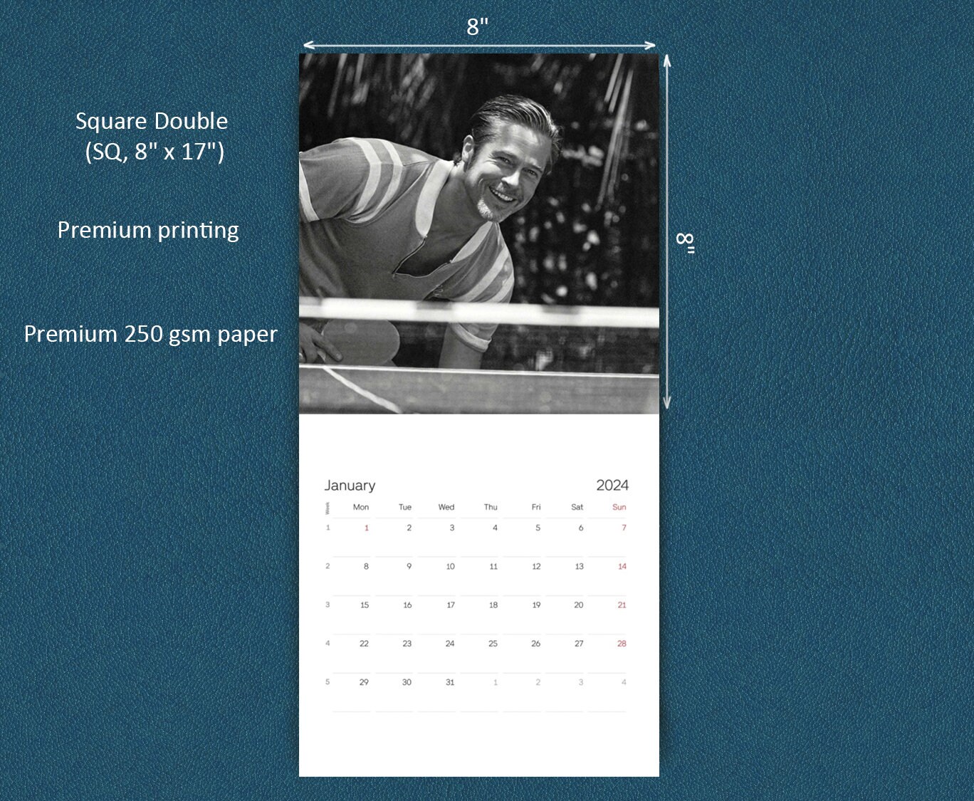 Brad Pitt Calendar 2024 | Brad Pitt 2024 Wall Calendar, Celebrity Wall ...