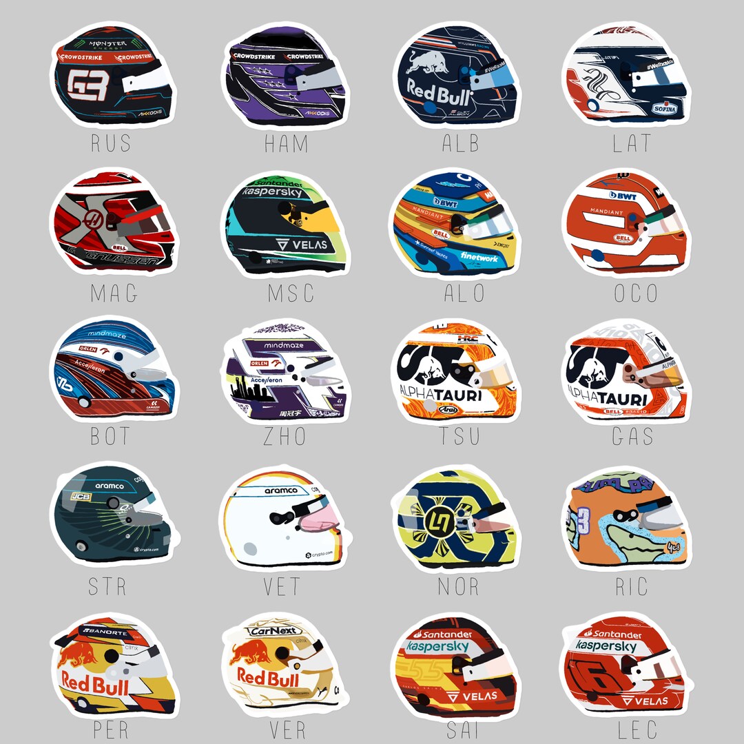 Formula 1 Helmet Sticker 2022 All Drivers - Etsy