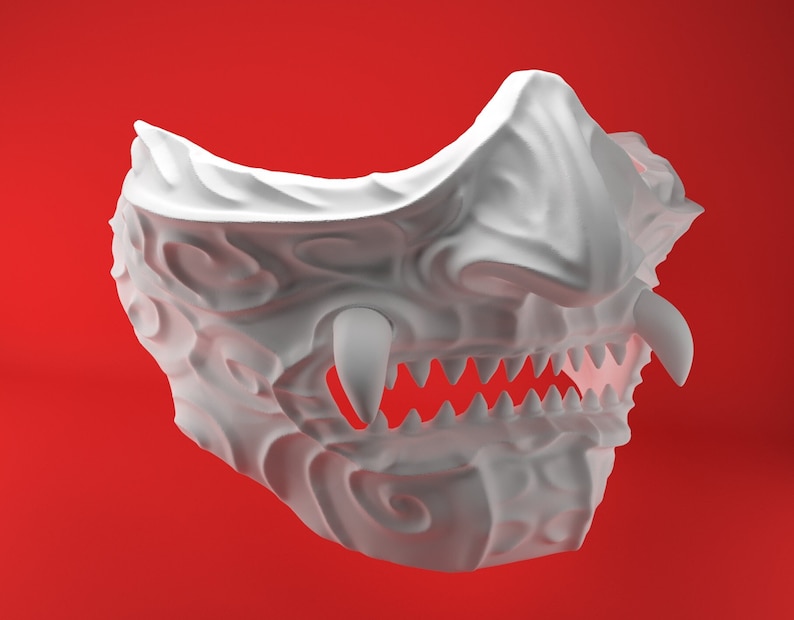 Samurai Mask, Oni Mask, STL, 3D Model, Printable, Japanese Style, High ...