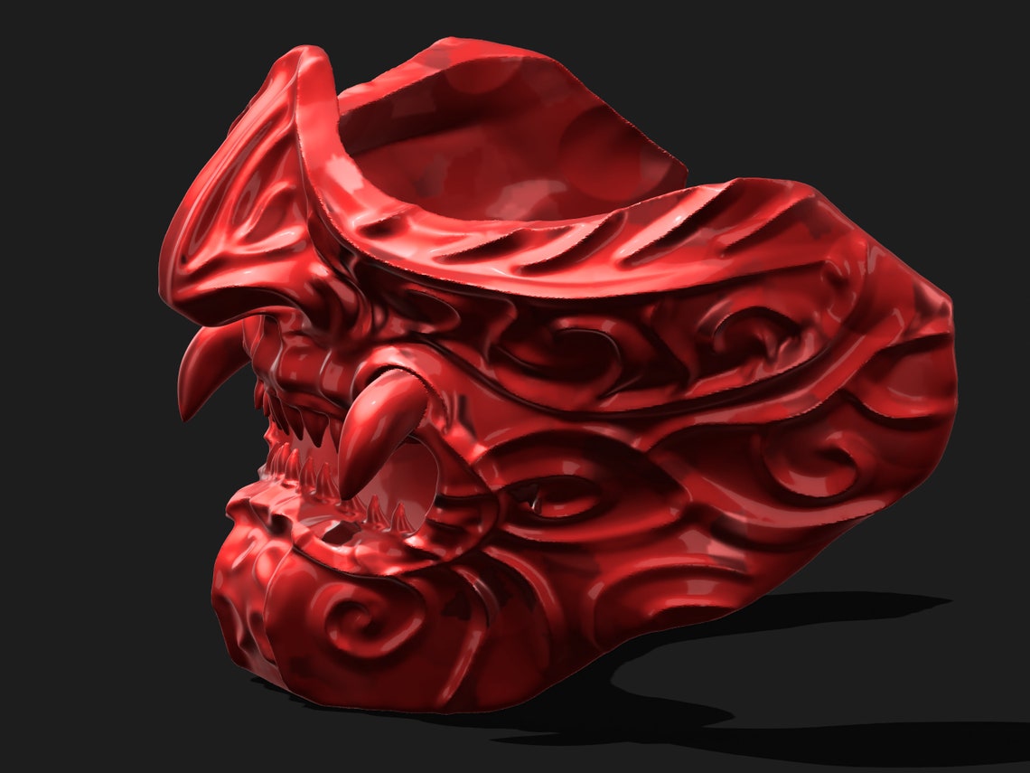 Samurai Mask, Oni Mask, STL, 3D Model, Printable, Japanese Style, High ...