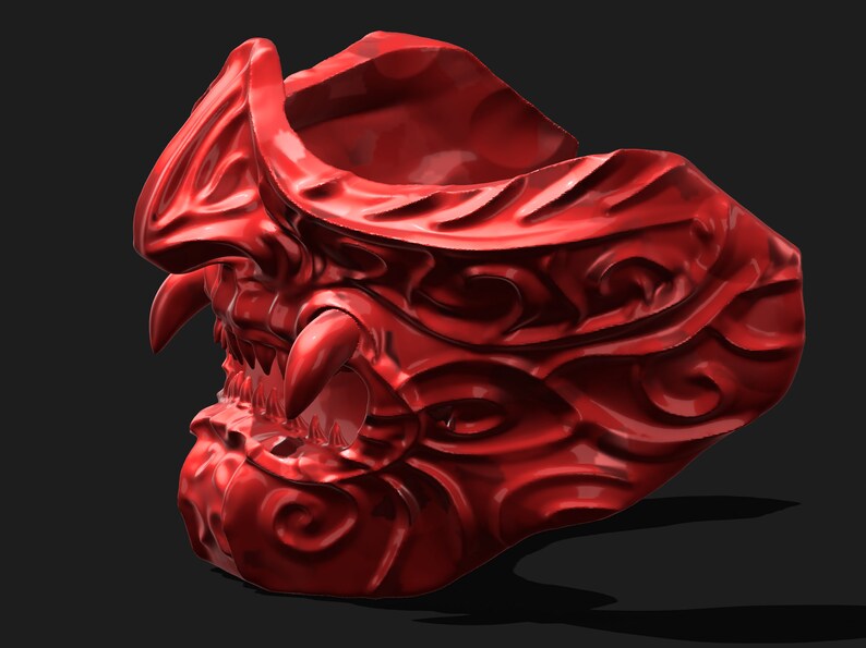 Máscara Samurai Máscara Oni Stl Modelo 3d Imprimible Estilo Japonés Impresión De Alta