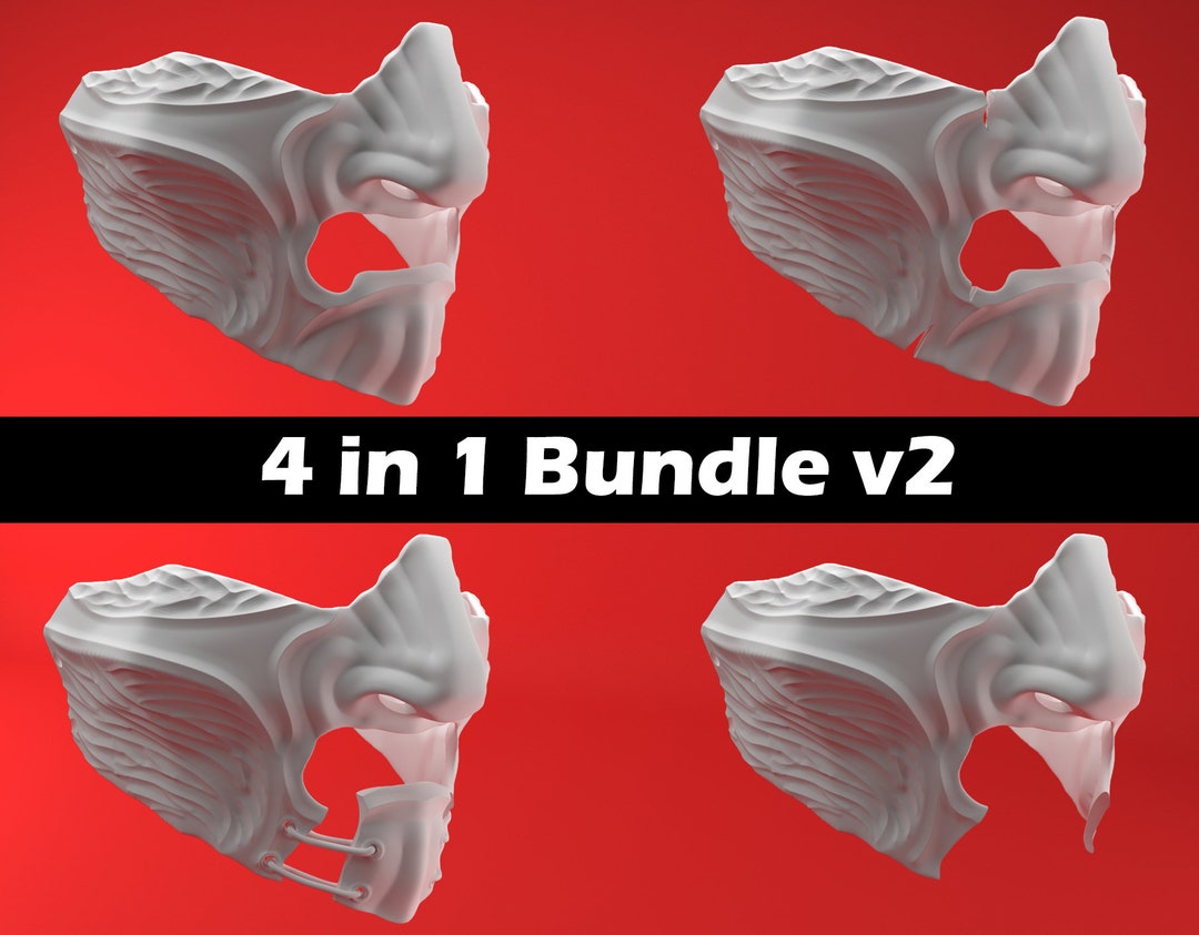 Samurai Mask 4 in 1 Bundle V2 Oni Masks STL 3D Models - Etsy