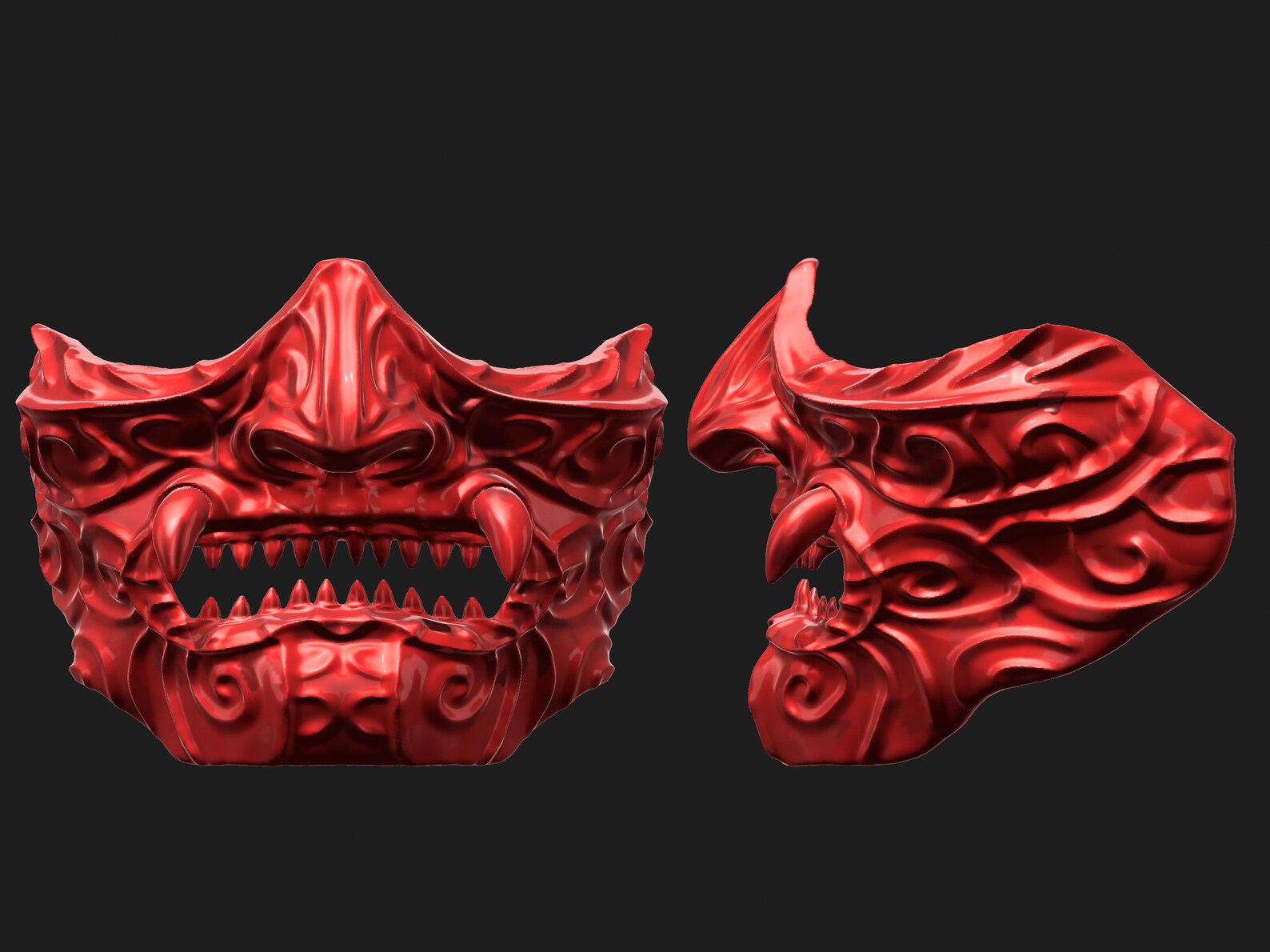 Samurai Mask, Oni Mask, STL, 3D Model, Printable, Japanese Style, High ...