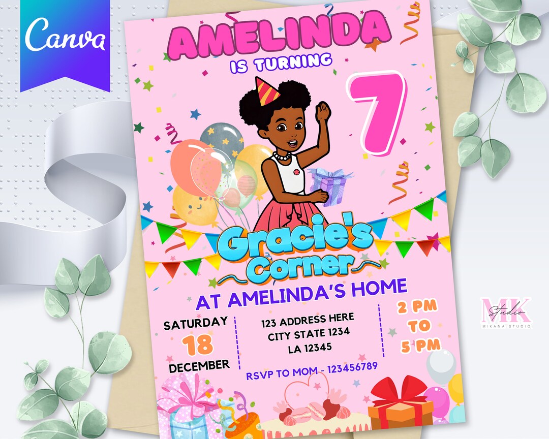 Editable Gracie's Corner Birthday Invitation, Gracie's Corner Party ...