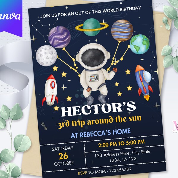 Planets Invitation - Etsy