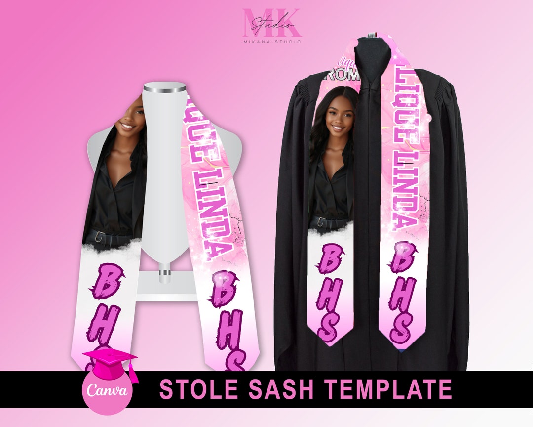 Pink Graduation Stole Sash, Senior Graduation Stole, Custom Graduation ...