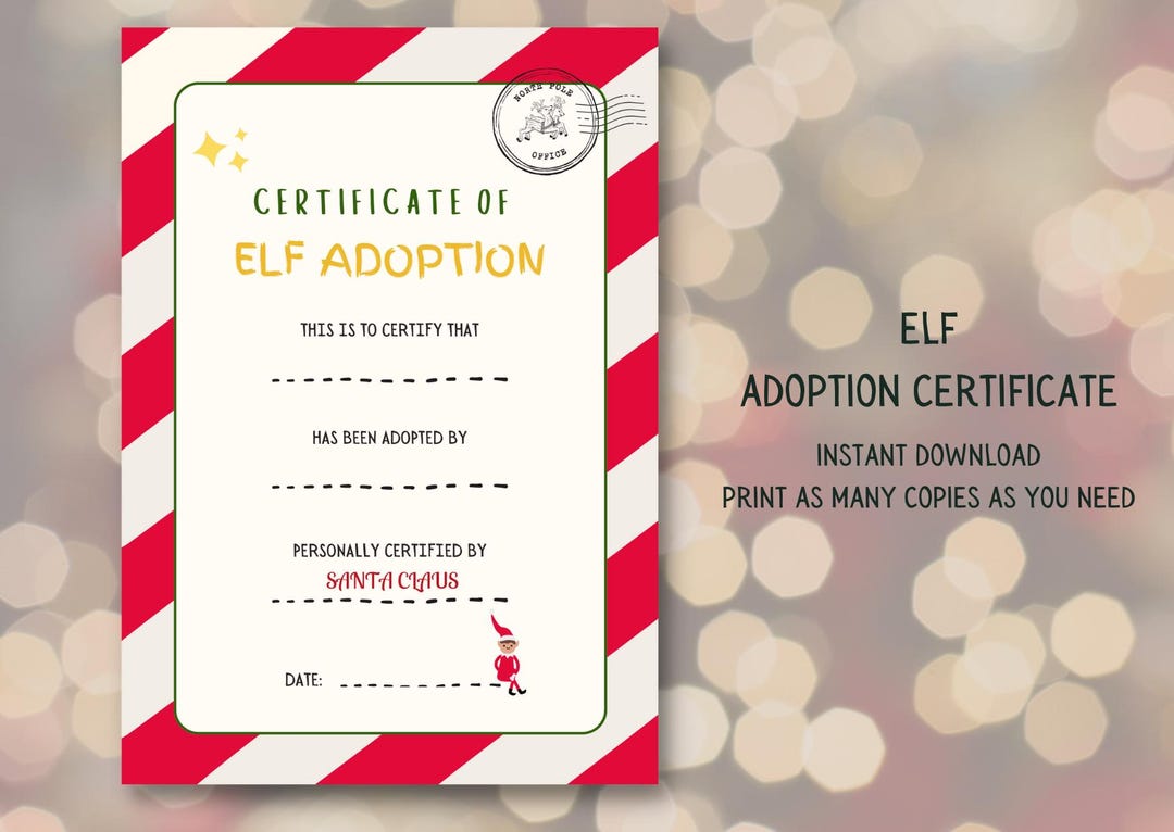 Elf Adoption Certificate, Elf Ideas, Elf Accessories, Elf Letter ...