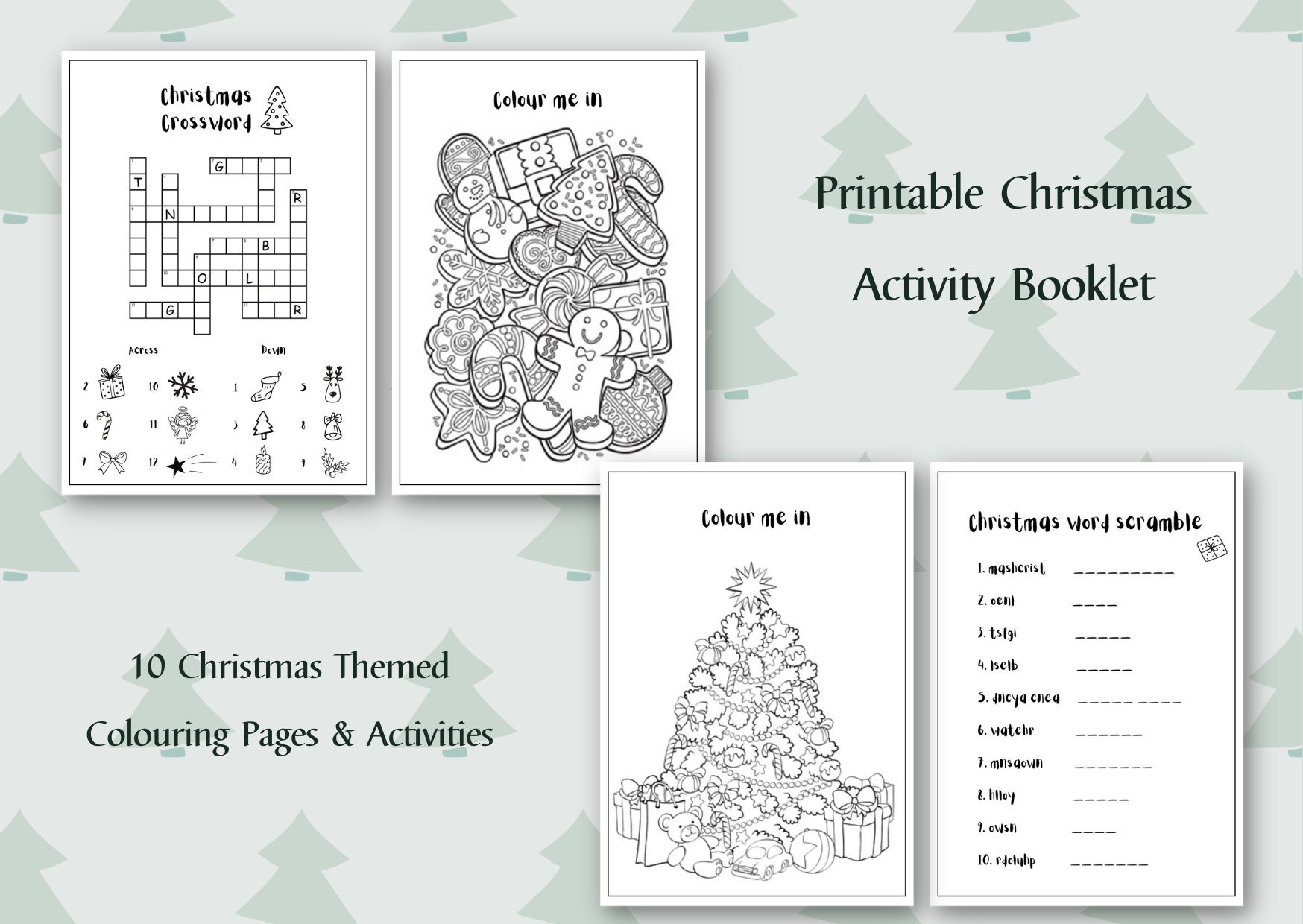 Kids Christmas Activity Booklet, Printable Colouring Pages (digital ...