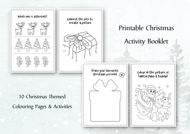 Christmas Activity Printable Booklet, Christmas Colouring Pages, Christmas Activity Pages, Kids ...