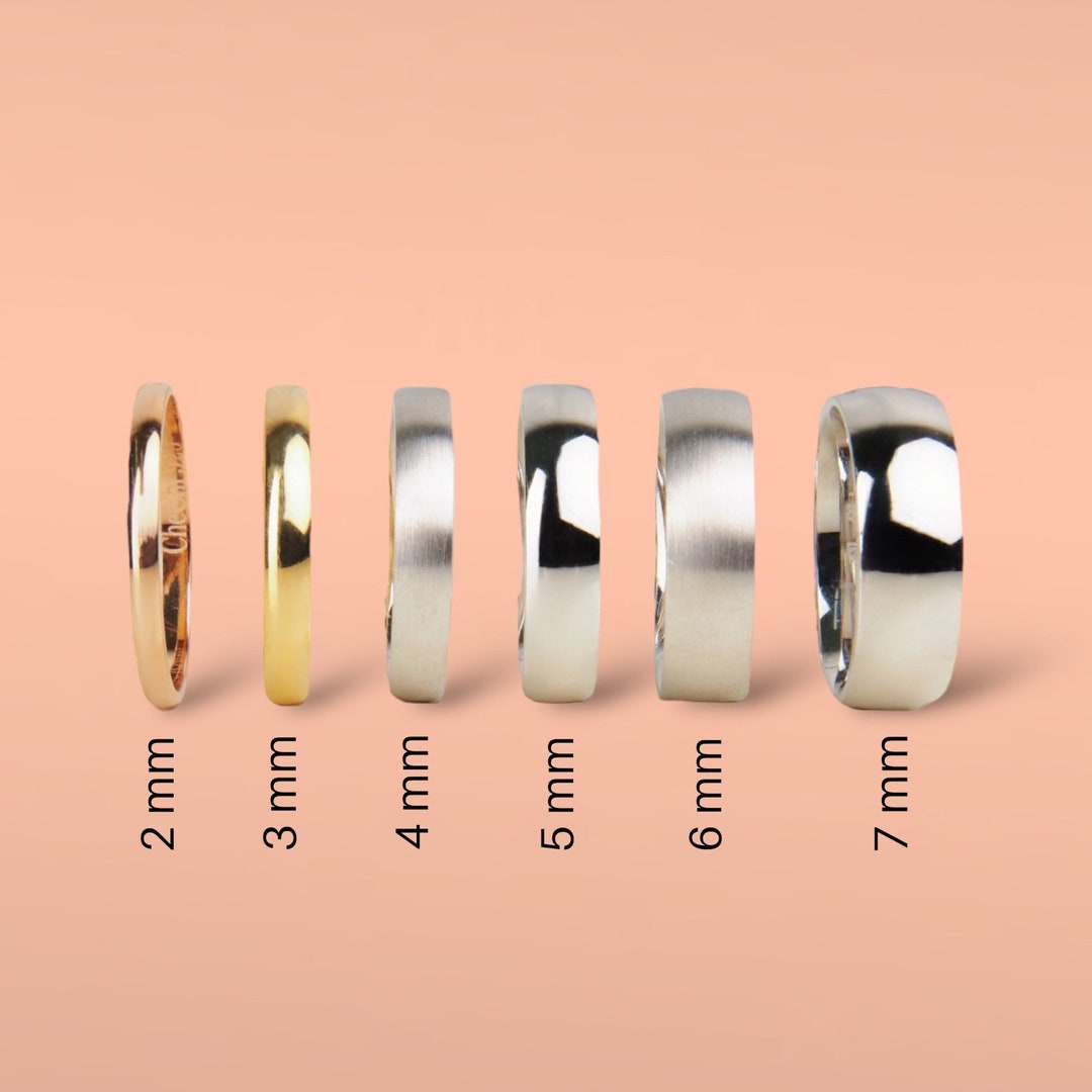 Domed Silver Men's Women's Wedding Band Rings, Custom Engraving Rings ...