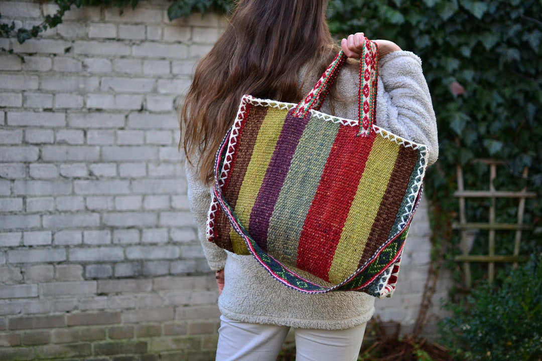 Big Shopper Bag Made of Sheep's Wool, Bag in Fall Colors, Autumn Colors ...