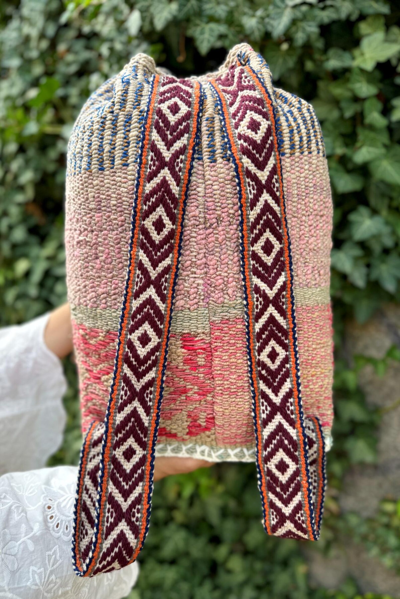 Large Backpack, Sack Bag Made of Pastel Pink Sheep's Wool, Made in Peru ...