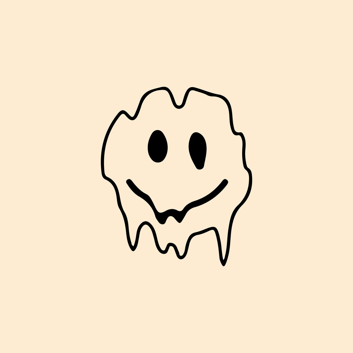 Drippy Smiley SVG Melted Smiley Face SVG Lightning Smiley - Etsy