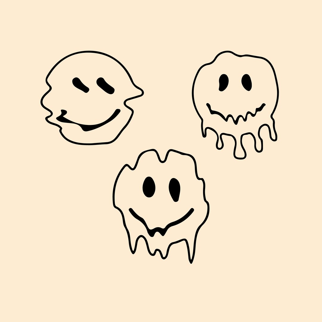 Drippy Smiley SVG Melted Smiley Face SVG Lightning Smiley - Etsy