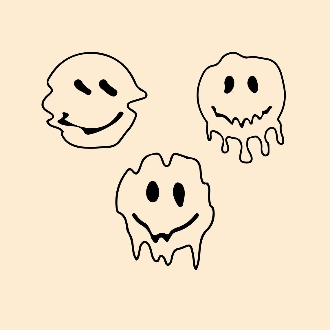 Drippy Smiley SVG Melted Smiley Face SVG Lightning Smiley - Etsy