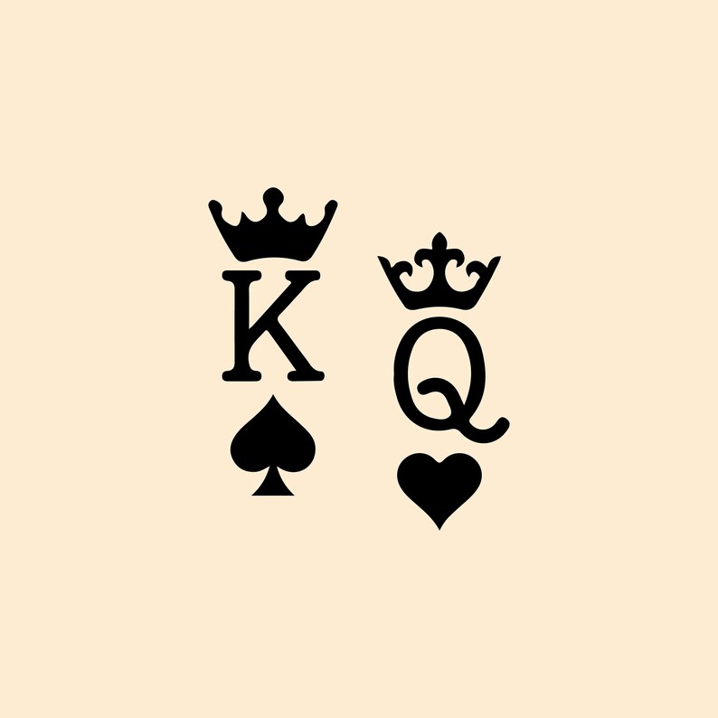 King and Queen Svg King of Spades Svg Queen of Hearts Svg - Etsy