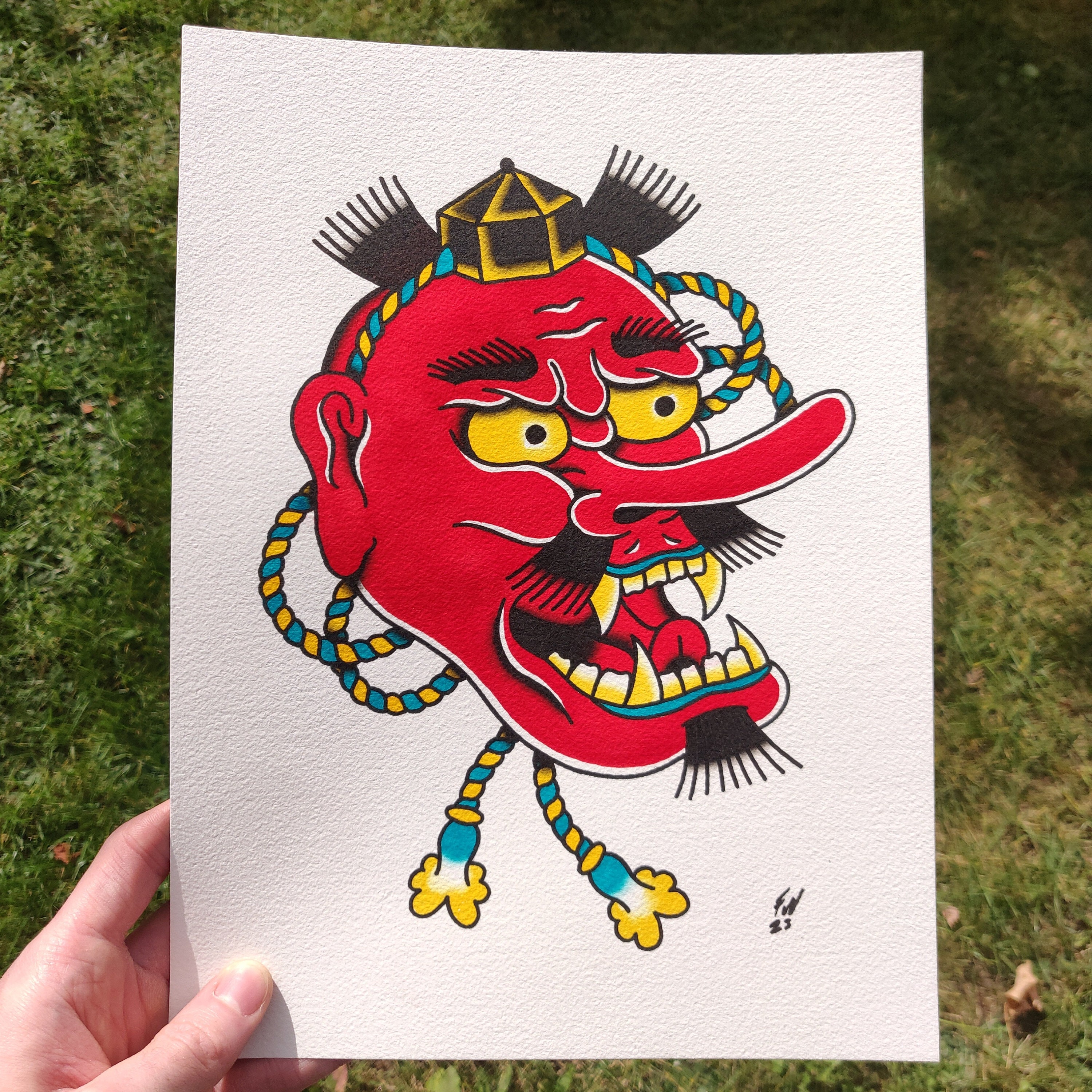 Japanese Tengu Mask Tattoo