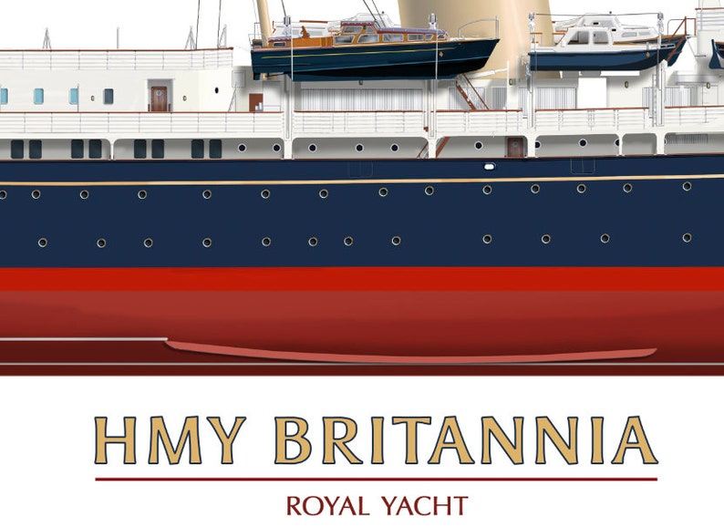 HMY Britannia Print: Royal Yacht Illustration, Ship History (A3/A4 ...