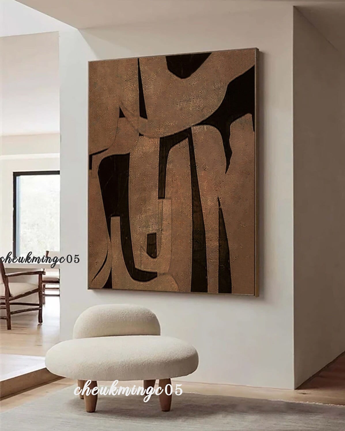Black and Brown Wall Art Painting on Canvas Wabi Sabi Wall Art Brown ...