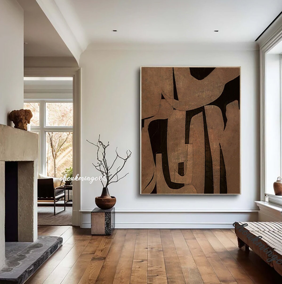 Black and Brown Wall Art Painting on Canvas Wabi Sabi Wall Art Brown ...