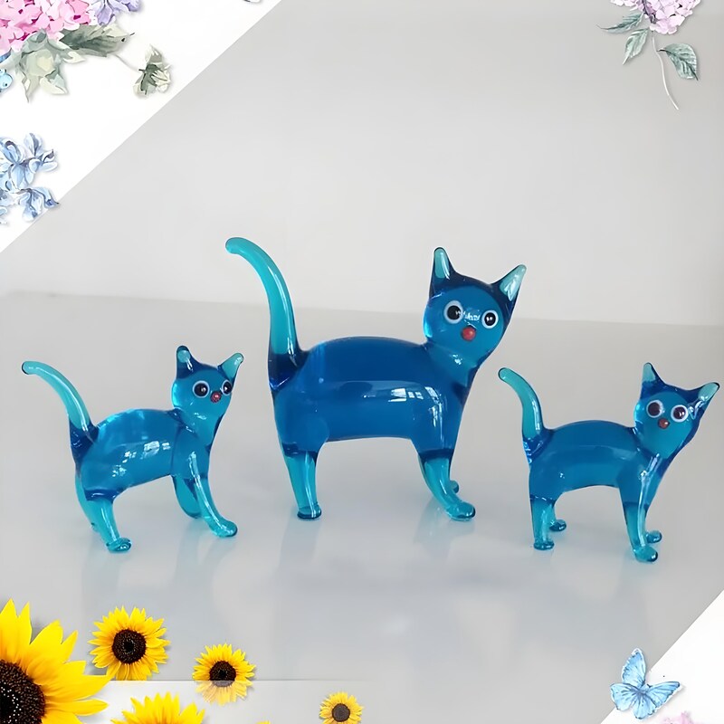 Glass Cat Figurine - Etsy