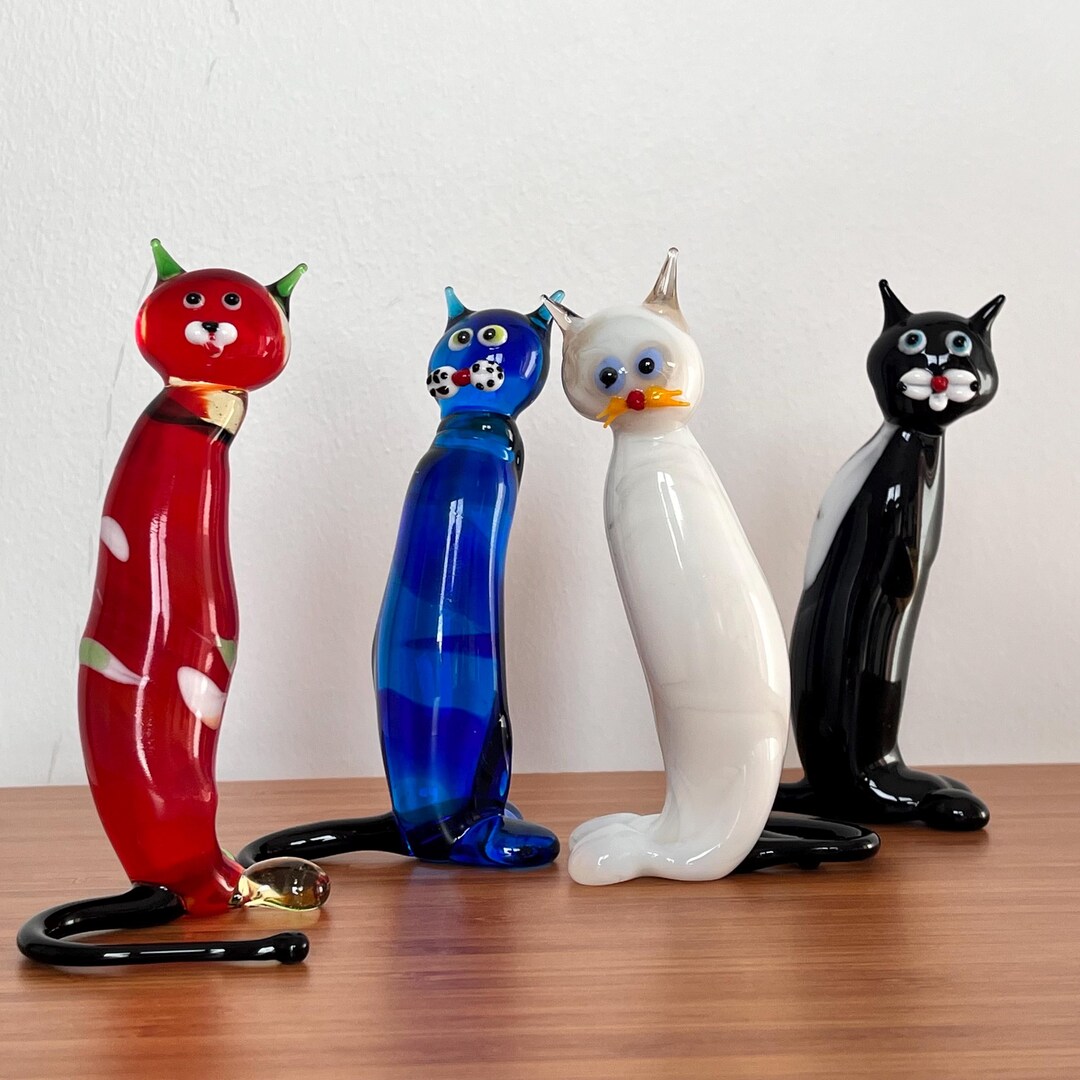 Blown Glass Murano Cat Figurine | Pucca Valentine's Day Present for Mom ...