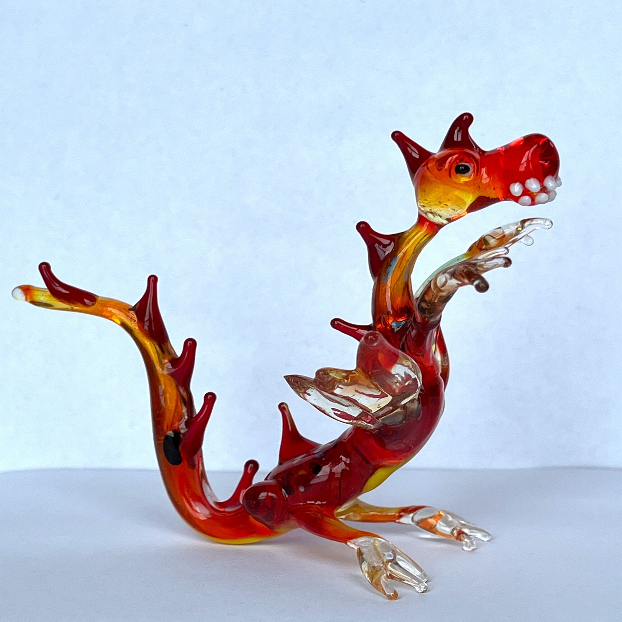 Glassblowing Red Dragon Figurine Knick-knack for Display Shelf Decor ...
