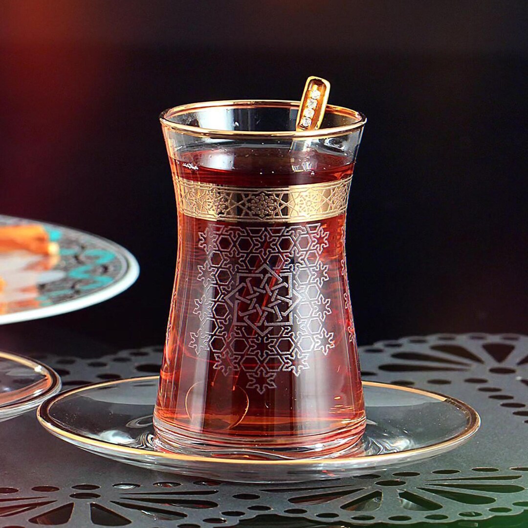 Pucca Wedding Gift for New Couple | Turkish Tea Glasses Cups Set of 6 ...