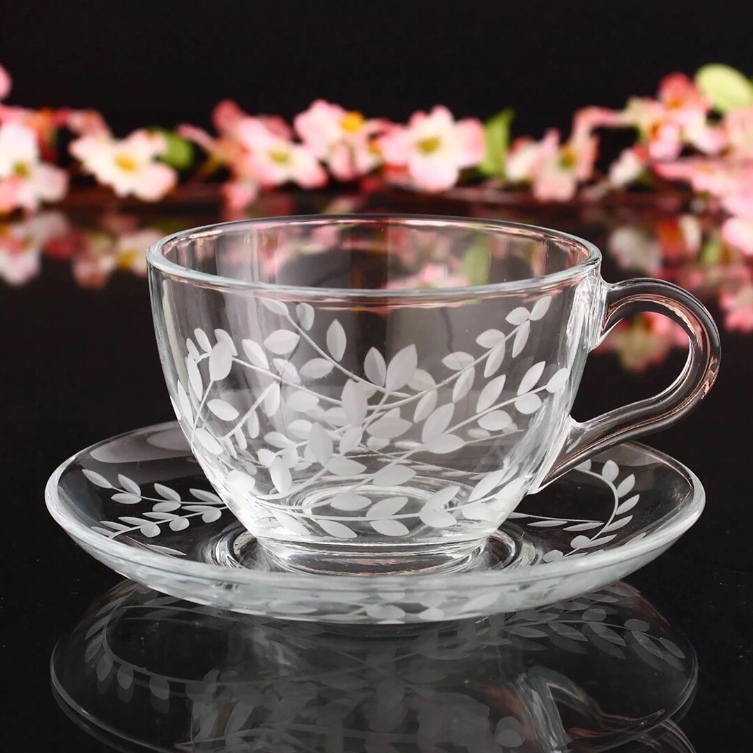 Handmade Glass Cups | Hand Cut Bohemia Crystal Tea Set for Tea Parties ...