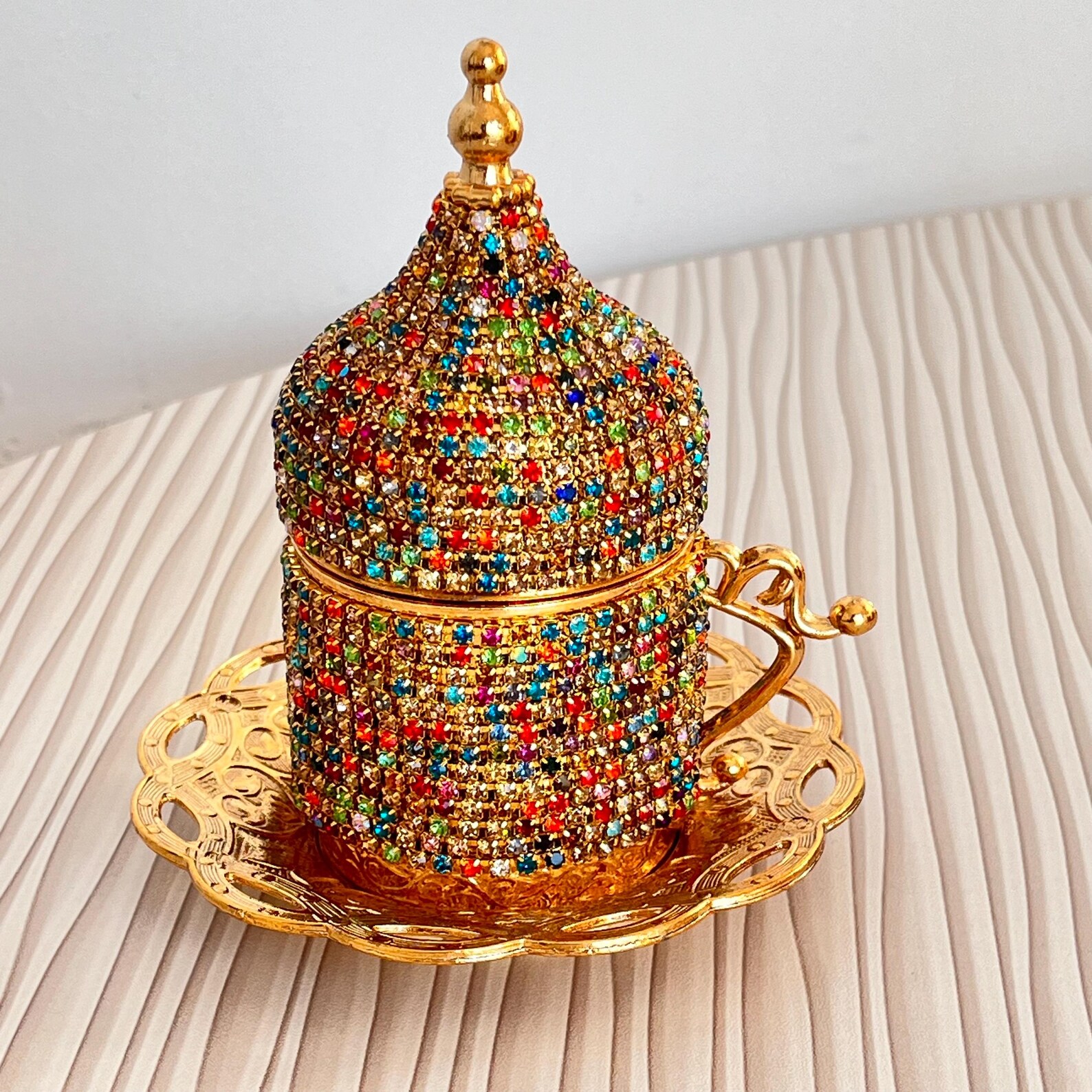 Luxury Crystal Embellished Turkish Coffee Set Gift for Wedding – 27 ...