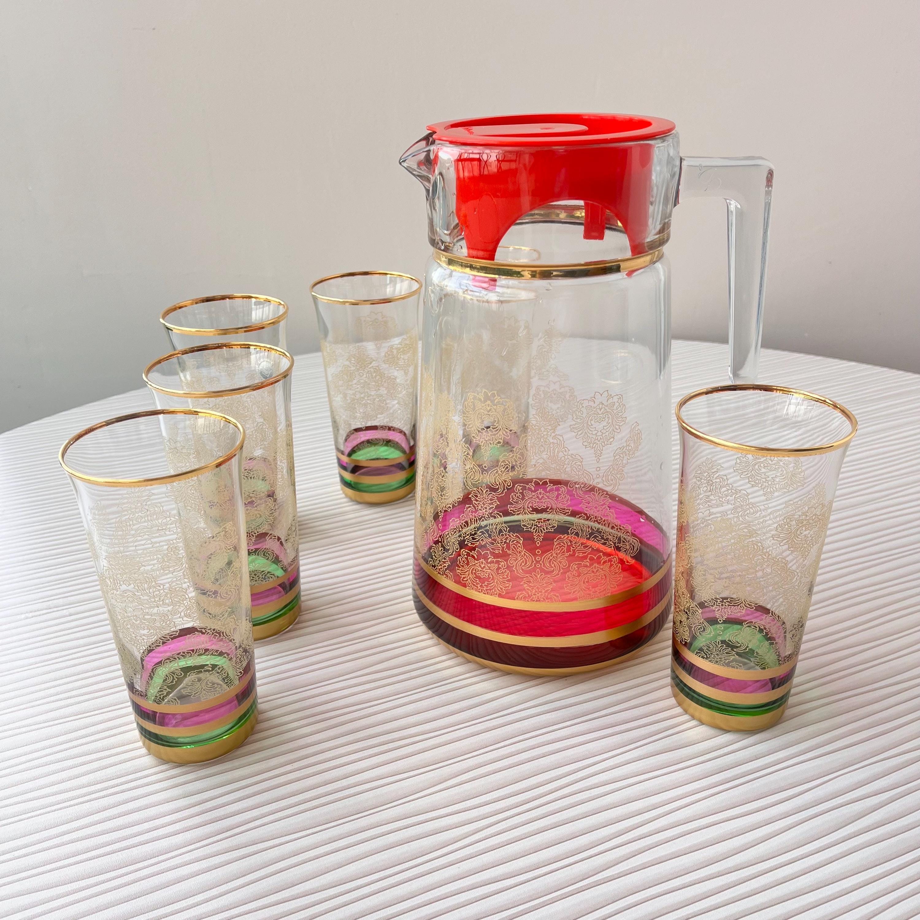 Breastmilk Pitcher 7-Piece Glass Pitcher Set With 6 Cups - Carafe With ...