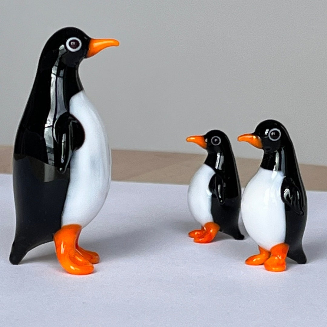 Blown Glass Art Collectible Fat Penguin Family Set of 3 Figurine Mother ...
