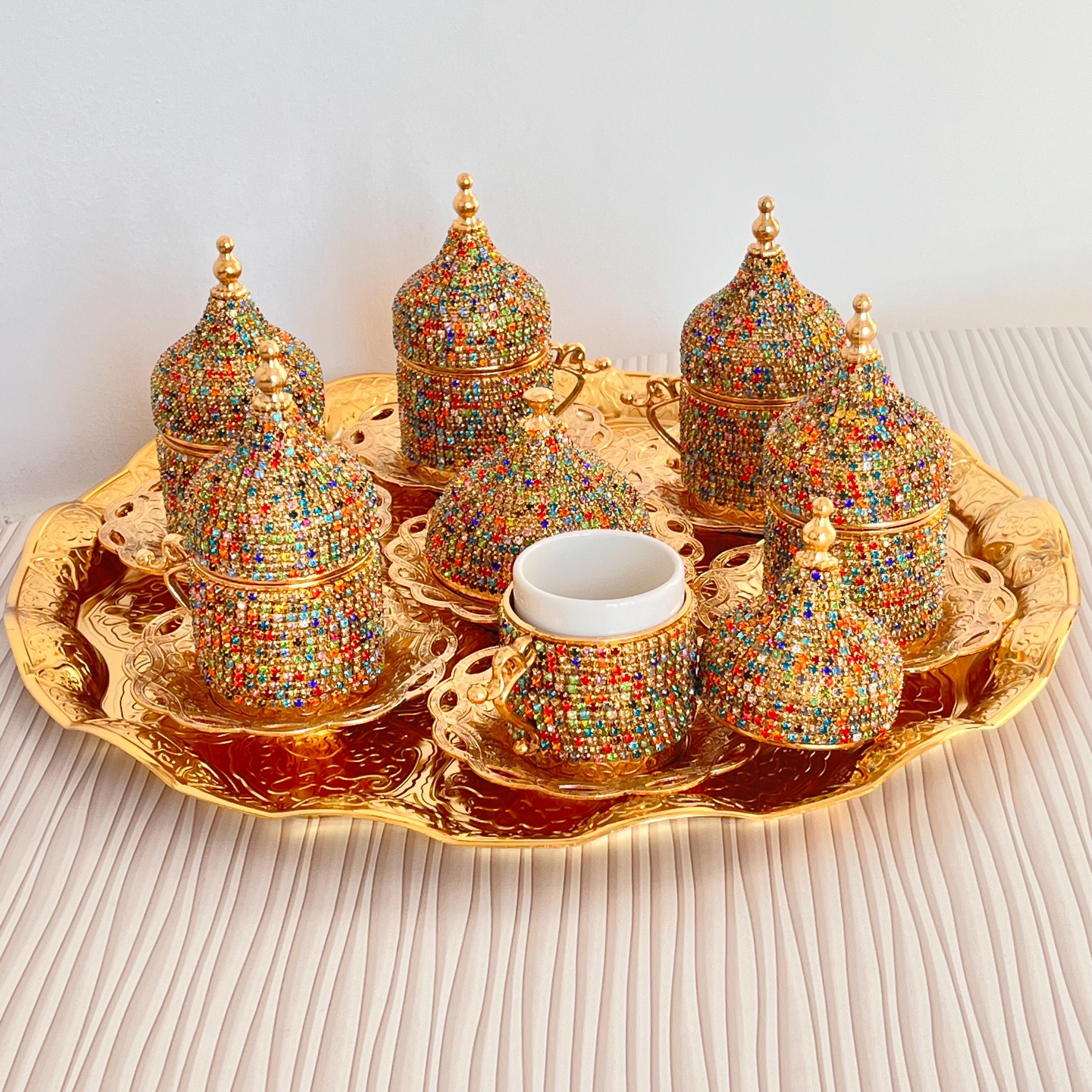 Luxury Crystal Embellished Turkish Coffee Set Gift for Wedding – 27 ...