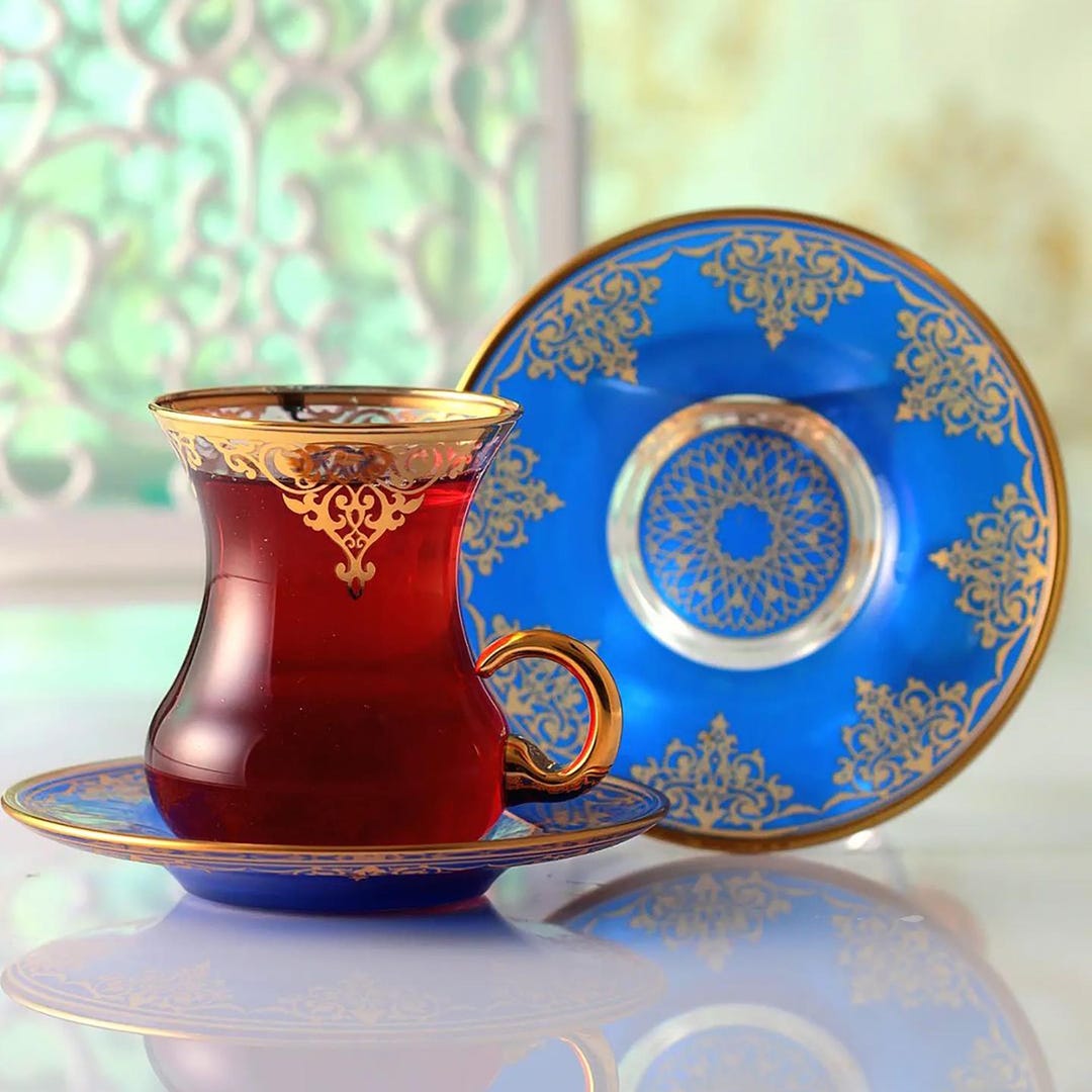 Fancy Turkish Tea Cups for 6 Person | Premium Wedding Favor | Arab Tea ...