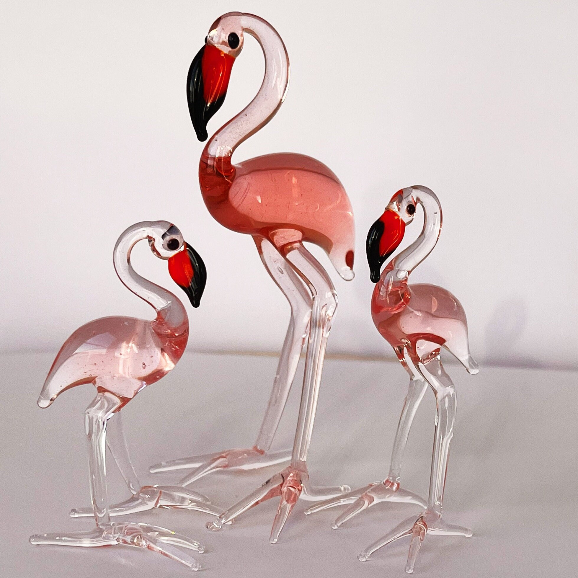 Art Glass Flamingo Figurine Glass Bird Collection Valentine's Day ...