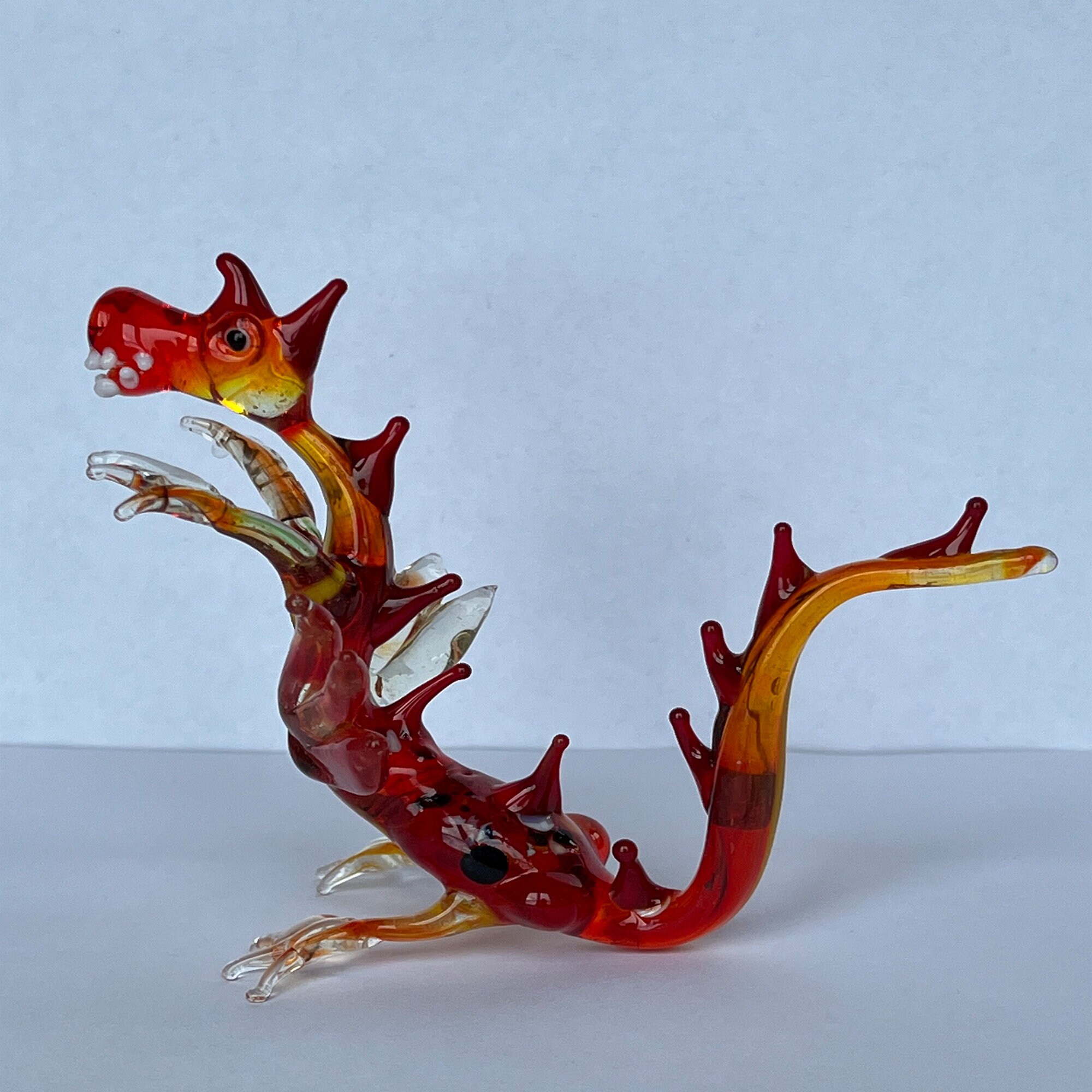 Glassblowing Red Dragon Figurine Knick-knack for Display Shelf Decor ...