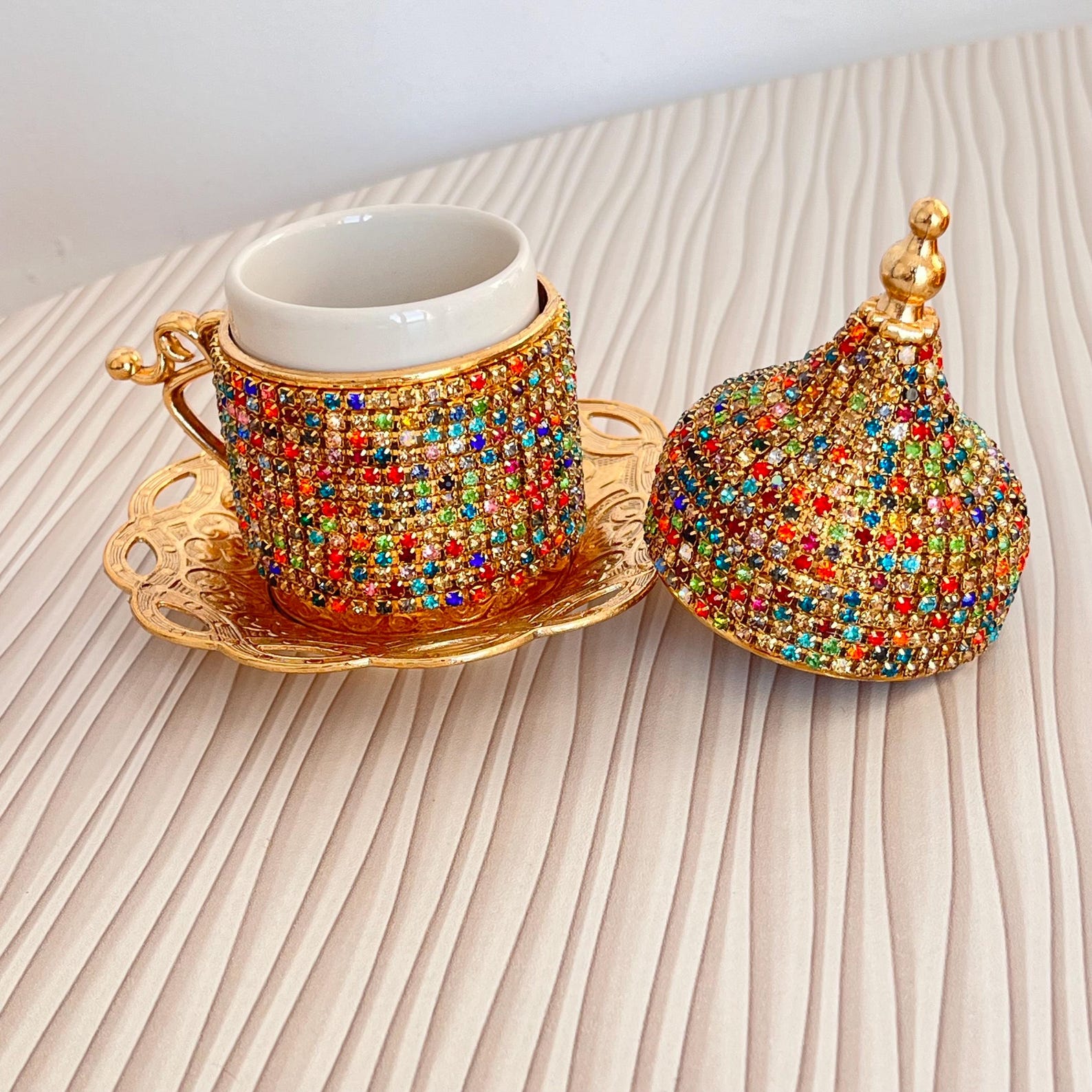 Luxury Crystal Embellished Turkish Coffee Set Gift for Wedding – 27 ...