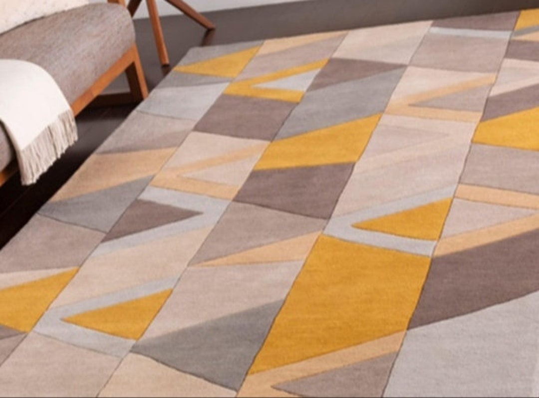 Irregular View Jick Jack Pattern Hand Tufted Rug Soft Woolle Carpe Area ...