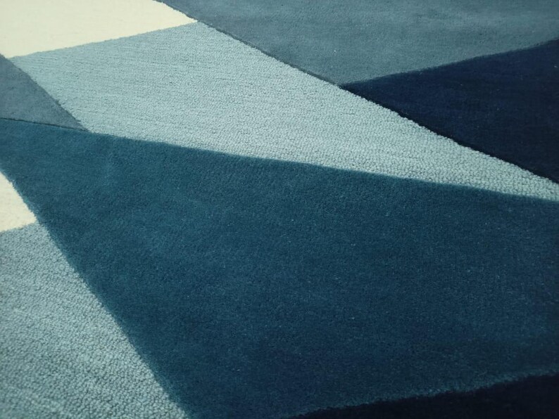 Abstract Angles Colorblock Hand Tufted Wool Area Rug for Luxury Premium ...