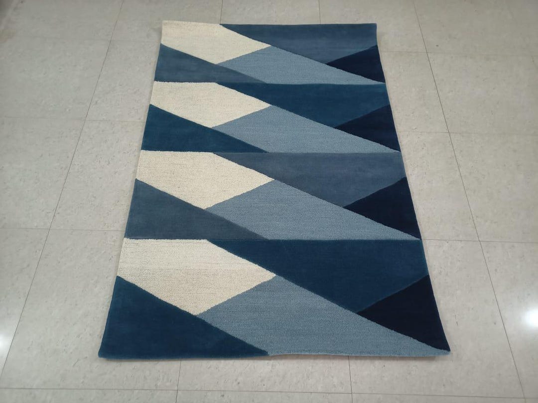 Abstract Angles Colorblock Hand Tufted Wool Area Rug for Luxury Premium ...
