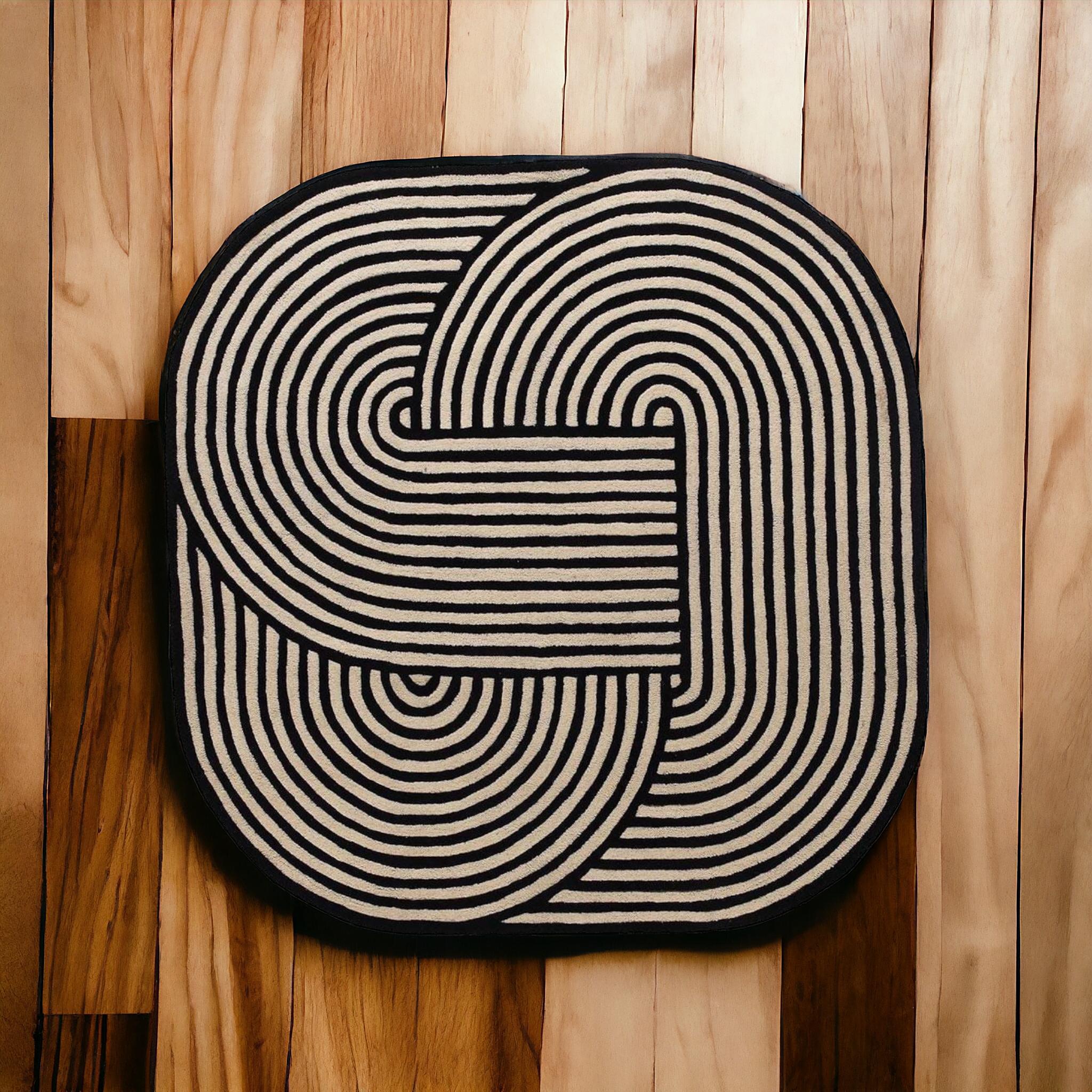 Square Pattern 5x5 Feet Hand Tufted 100%wool Area Rug Aesthetics ...