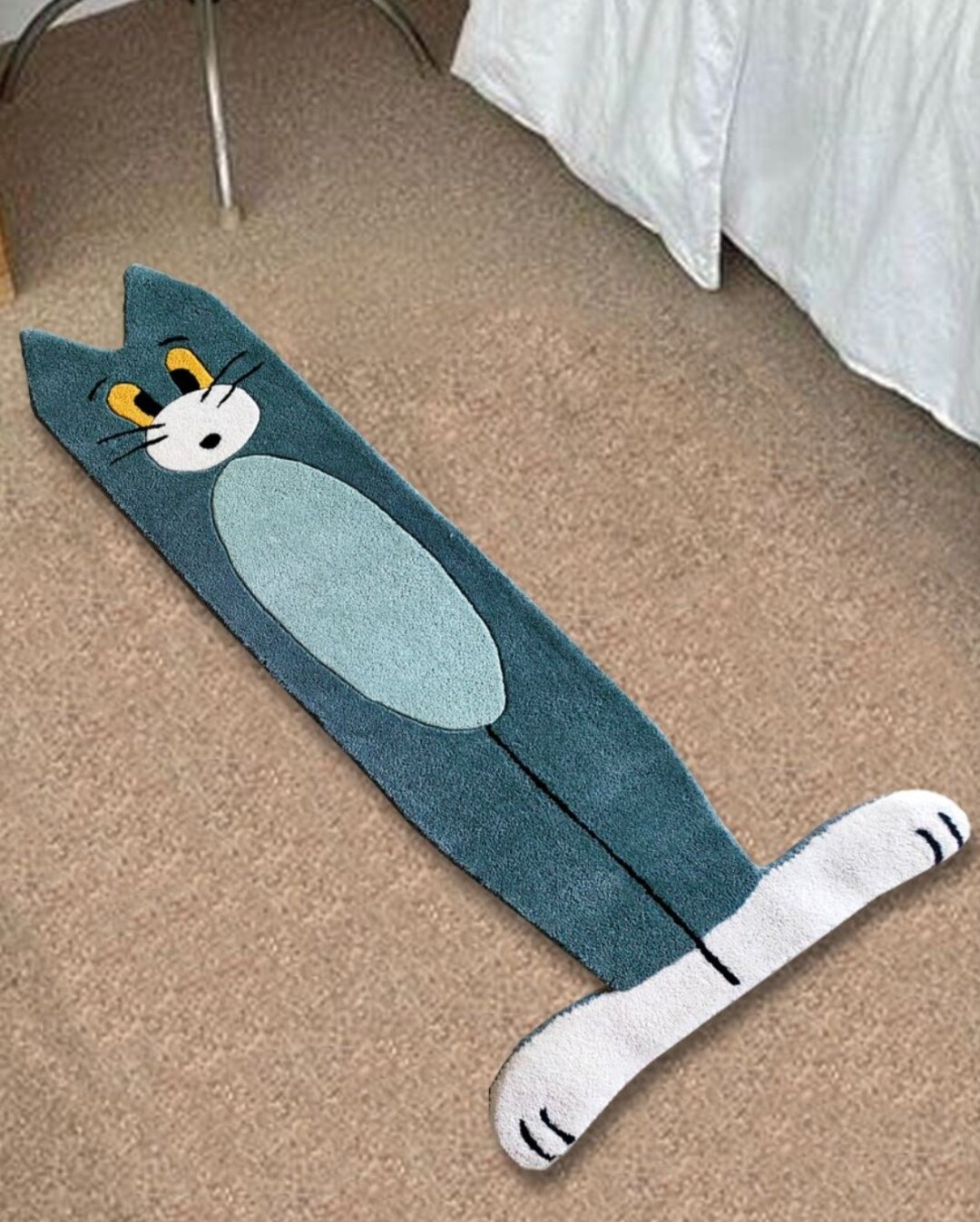 Tom Funny Rug Grey With White and Highlighted Cartoon Carpet Rectangle ...